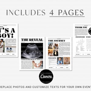 Gender Reveal Newspaper Template, New Baby Announcement Editable Large ...