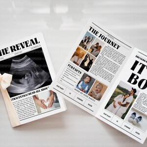 Gender Reveal Newspaper Template, New Baby Announcement Editable Large ...