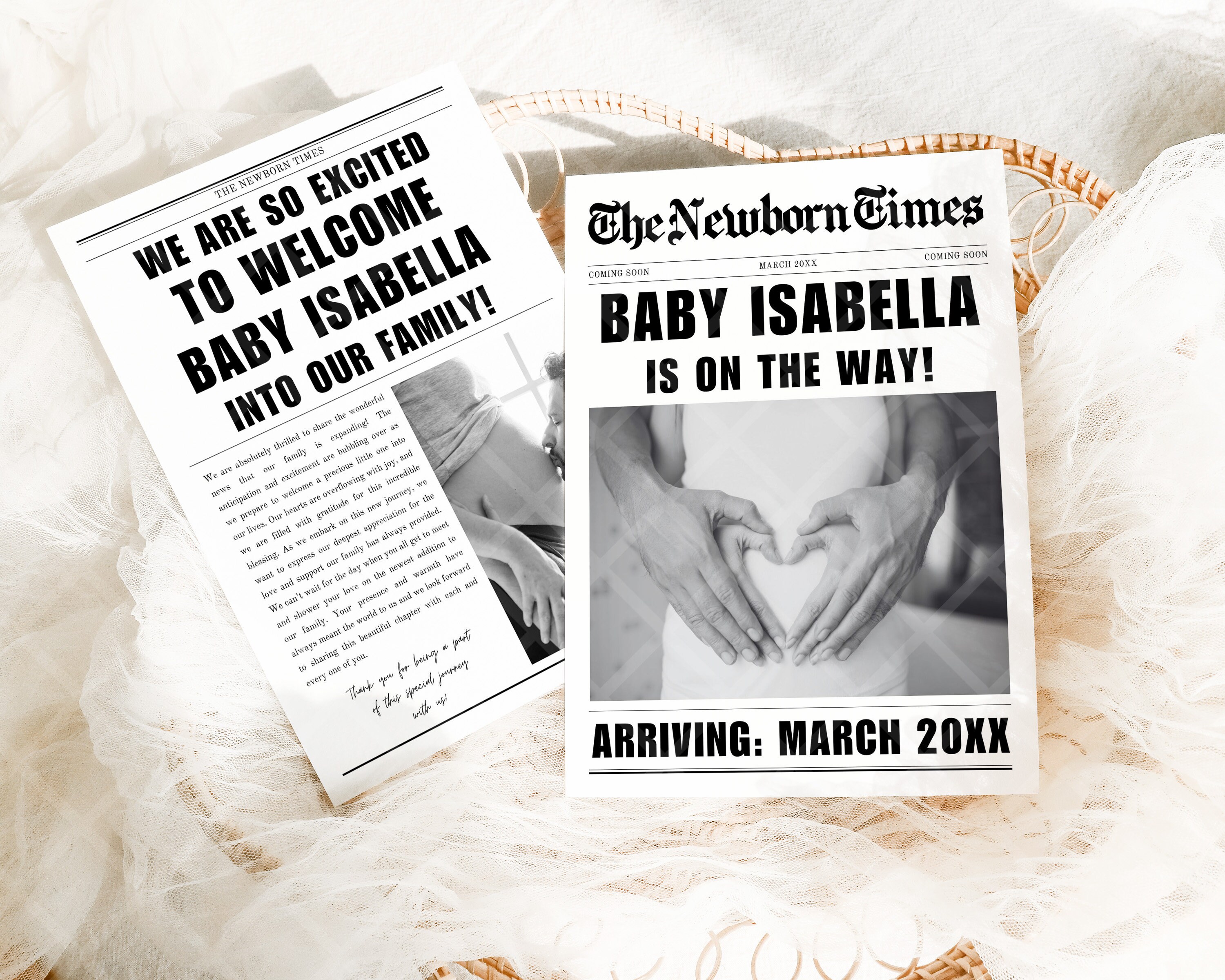 Baby Coming Soon Newspaper Announcement Template, Baby on the Way ...
