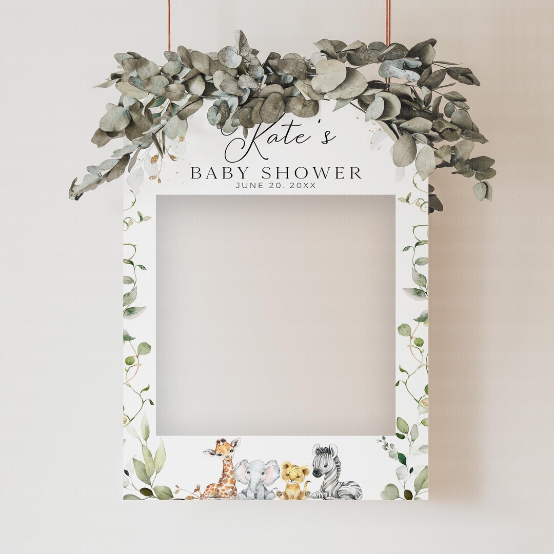 Polaroid Frame Photo Booth, Safari Baby Shower Photo Booth Template for ...