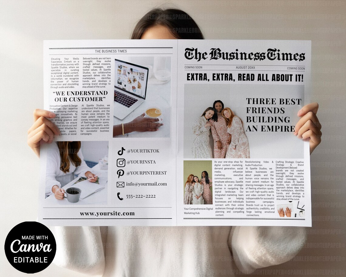 The Business Times Large Newspaper Editable Templates With Custom ...