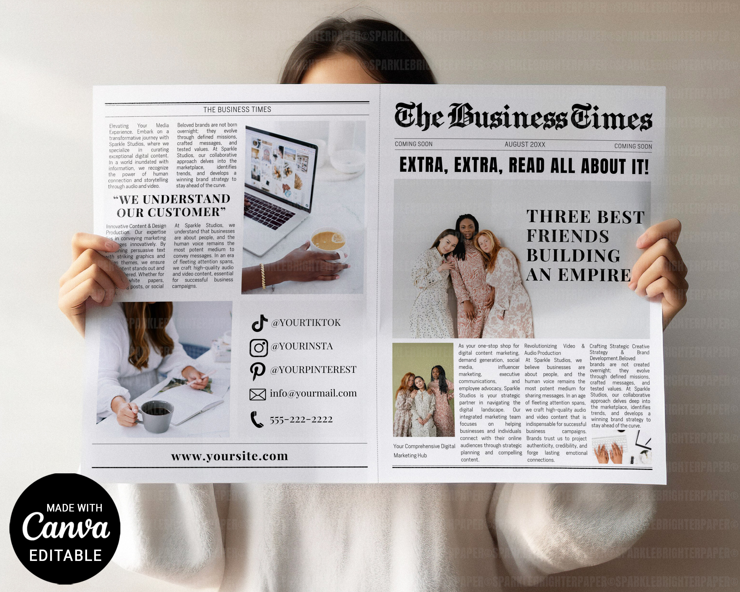 The Business Times Large Newspaper Editable Templates With Custom ...