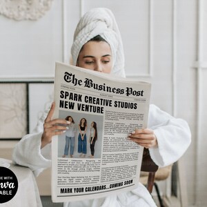 News Business Large Newspaper, Printable Canva Business Template for ...