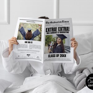 Custom Newspaper Grad Announcement Template, Editable Graduation ...
