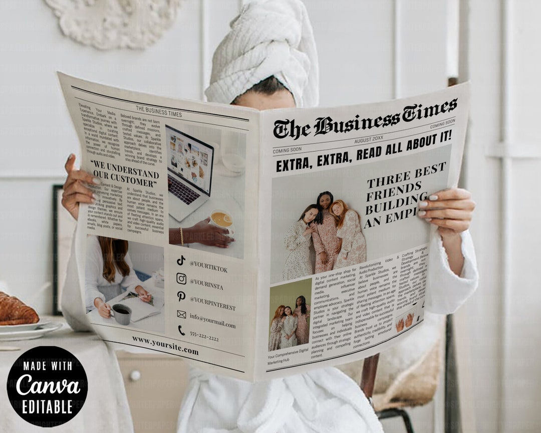 The Business Times Large Newspaper Editable Templates With Custom ...