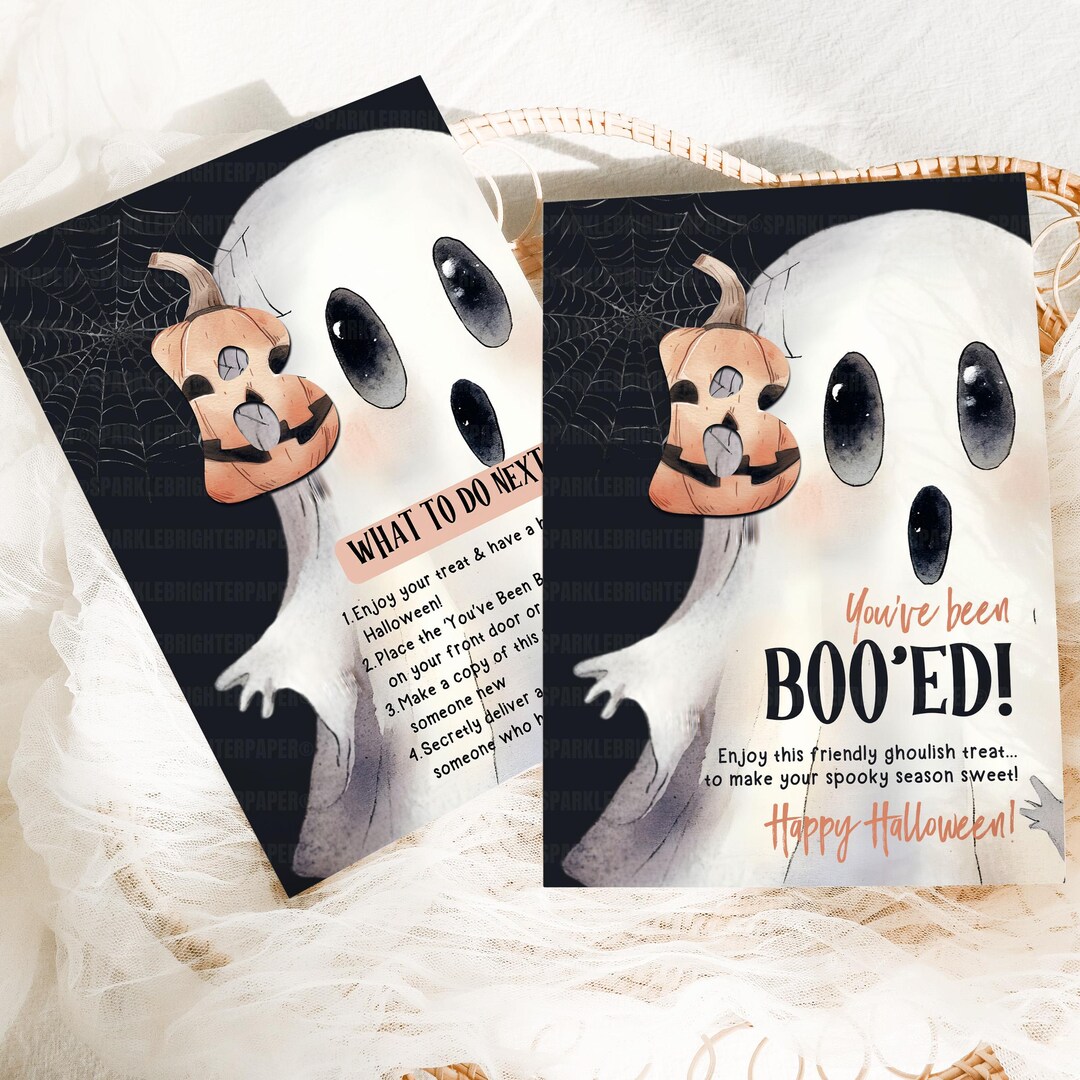 Boo Basket Template, Halloween Treats & Favors Secret Cards Template ...