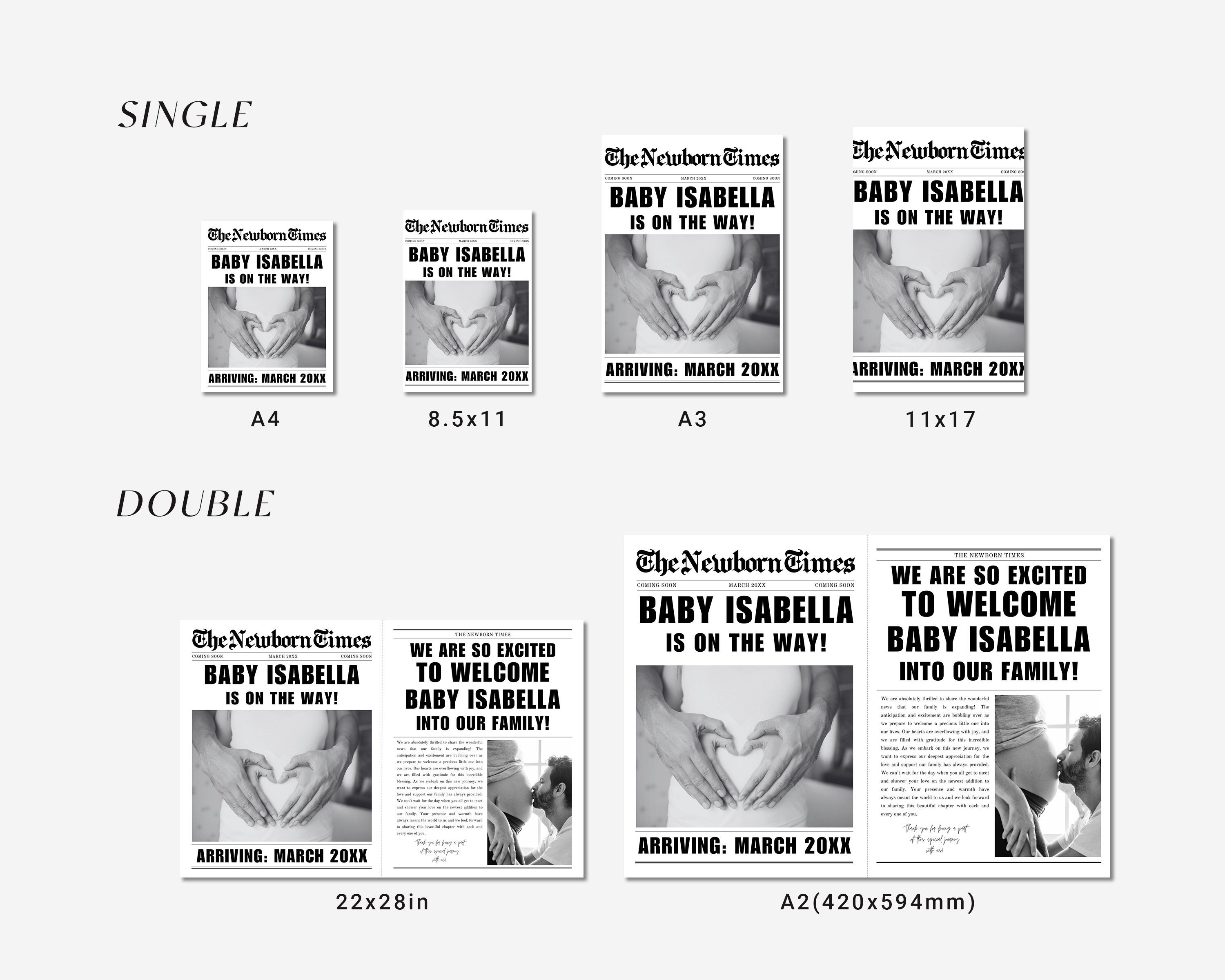 Baby Coming Soon Newspaper Announcement Baby on the Way Newspaper New ...