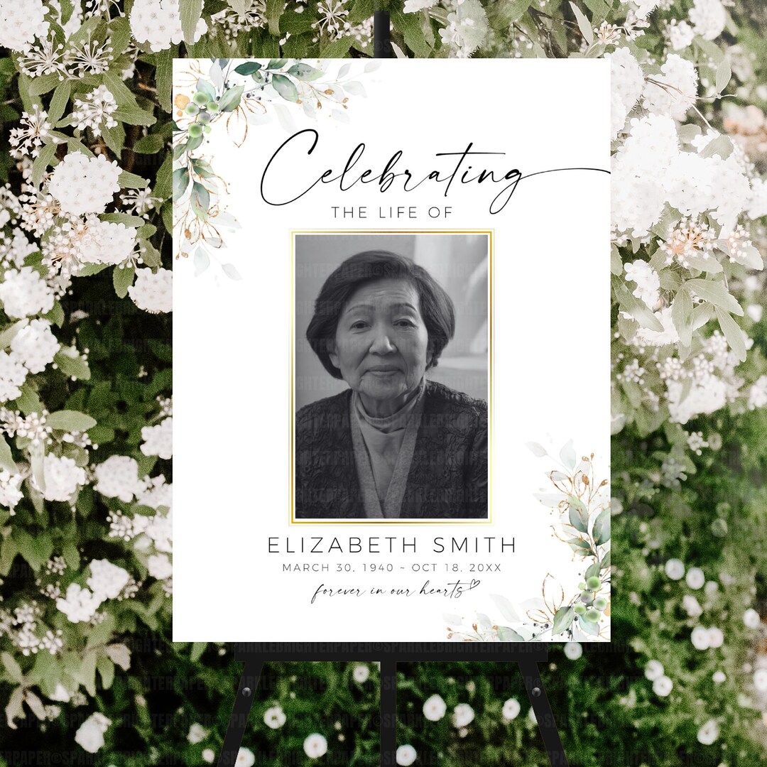 Funeral Memorial Sign With Photo, Editable Large Memorial Sign ...