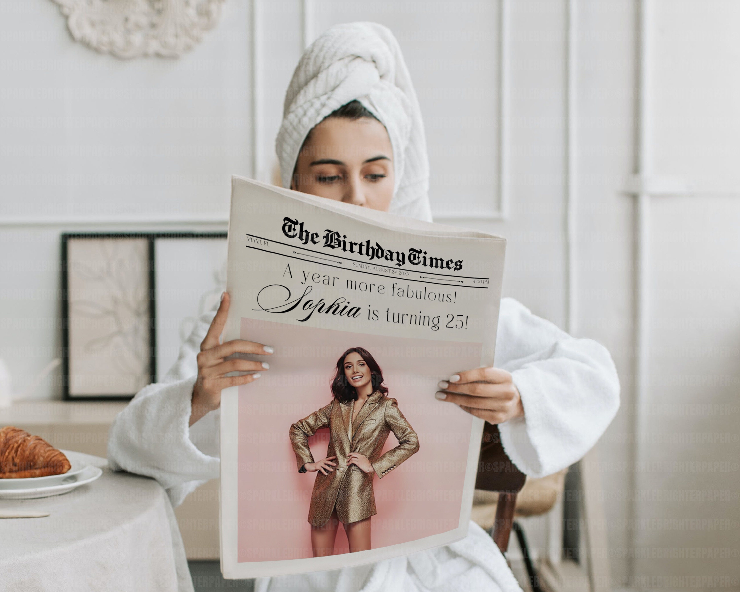 Newspaper Birthday Invitation, Let's Celebrate Bday News, Editable 25th ...