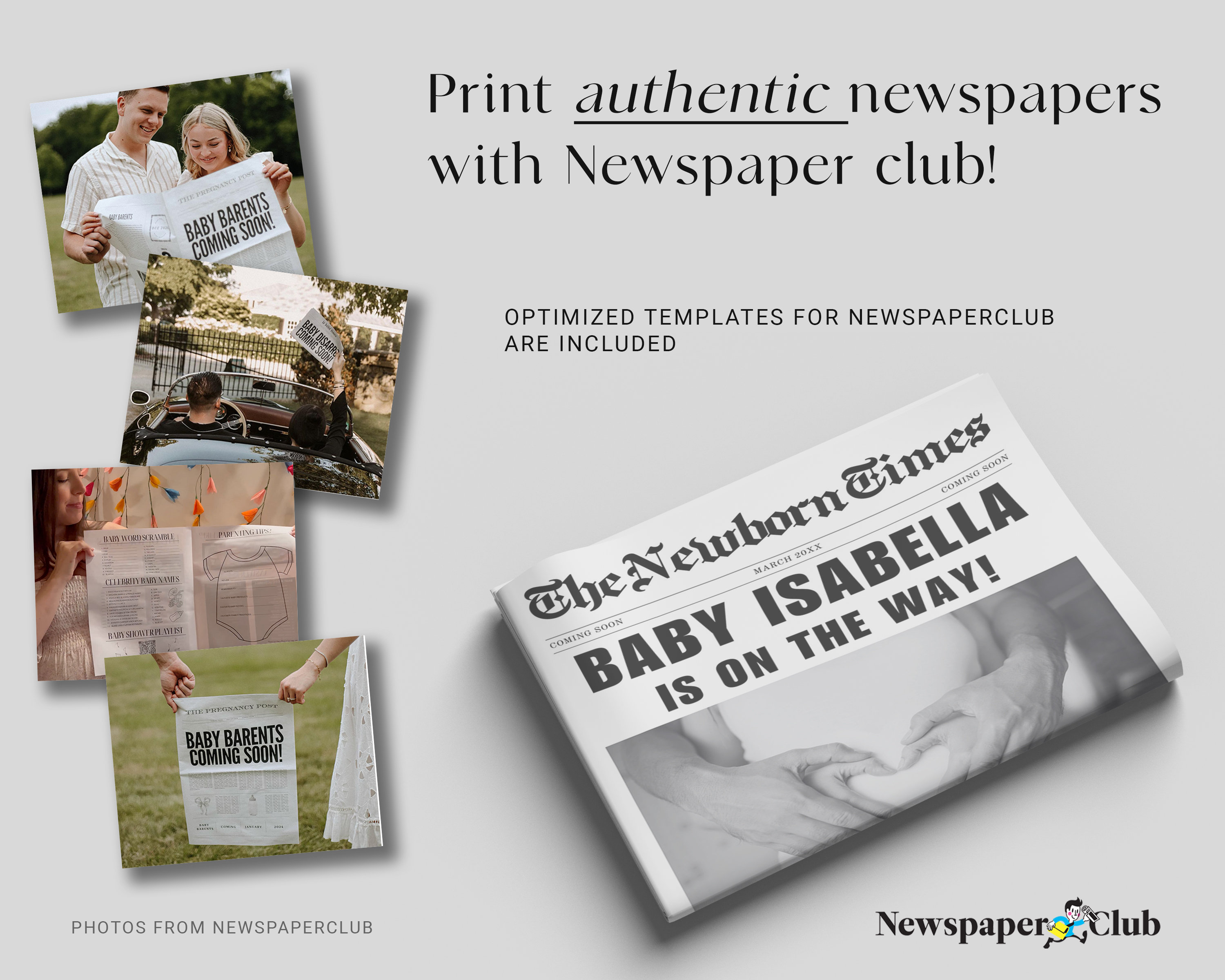 Baby Coming Soon Newspaper Announcement Baby on the Way Newspaper New ...