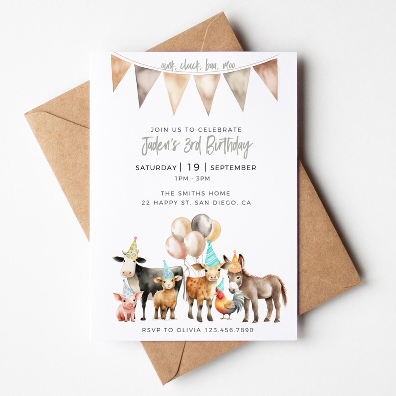 Printable Zoo Animal Invitation Template for Birthday Party, Farm ...