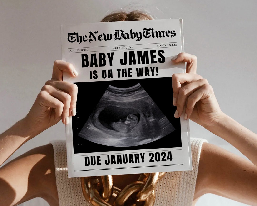 Pregnancy Newspaper Template, Newspaper Pregnancy Announcement Digital ...
