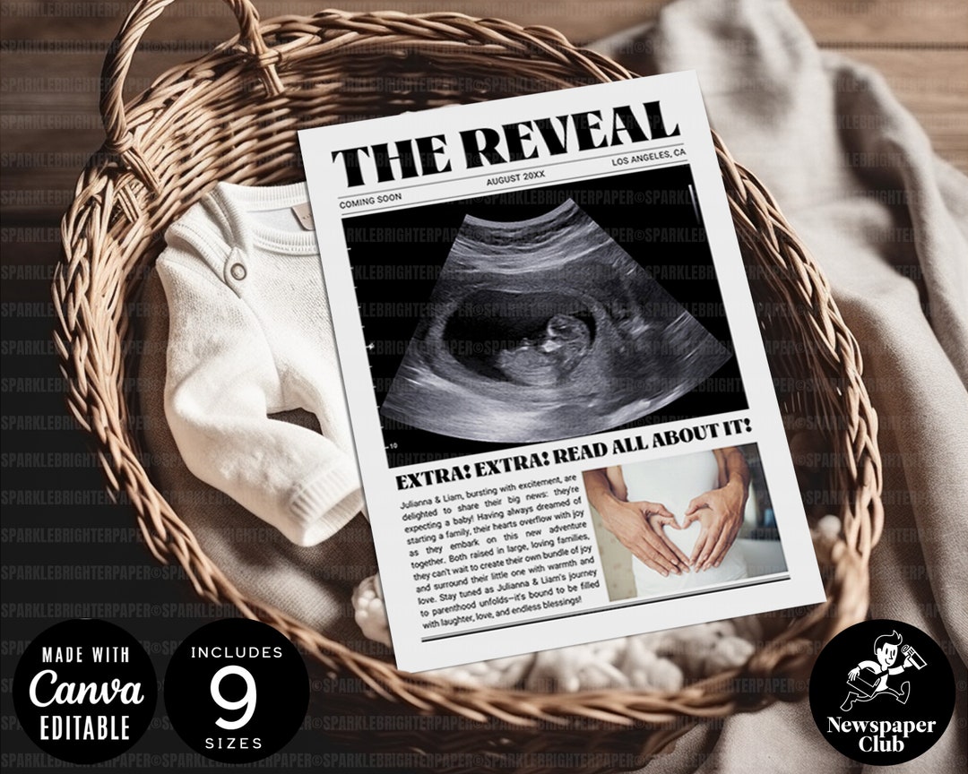 Newspaper Pregnancy Announcement Digital, Pregnancy Announcement ...