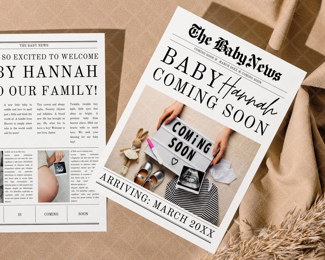 Editable New Baby on the Way Newspaper, Baby News Digital Tabloid, Baby ...