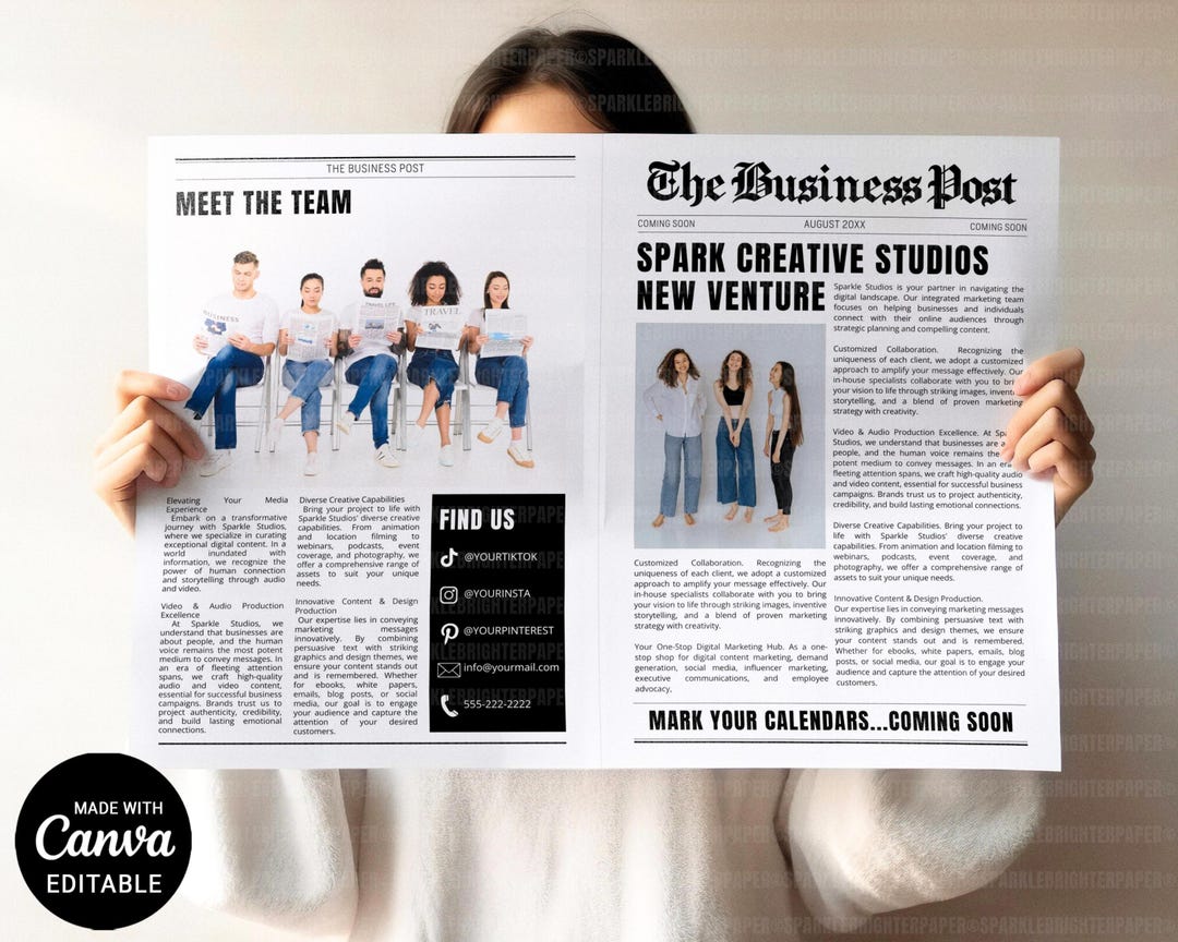 Grand Business Launch Newspaper Announcement, Editable Business Opening ...