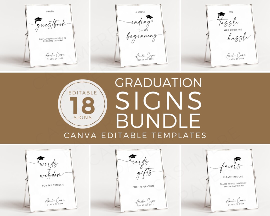 EDITABLE Graduation Signs Template Bundle, Printable Grad Party ...