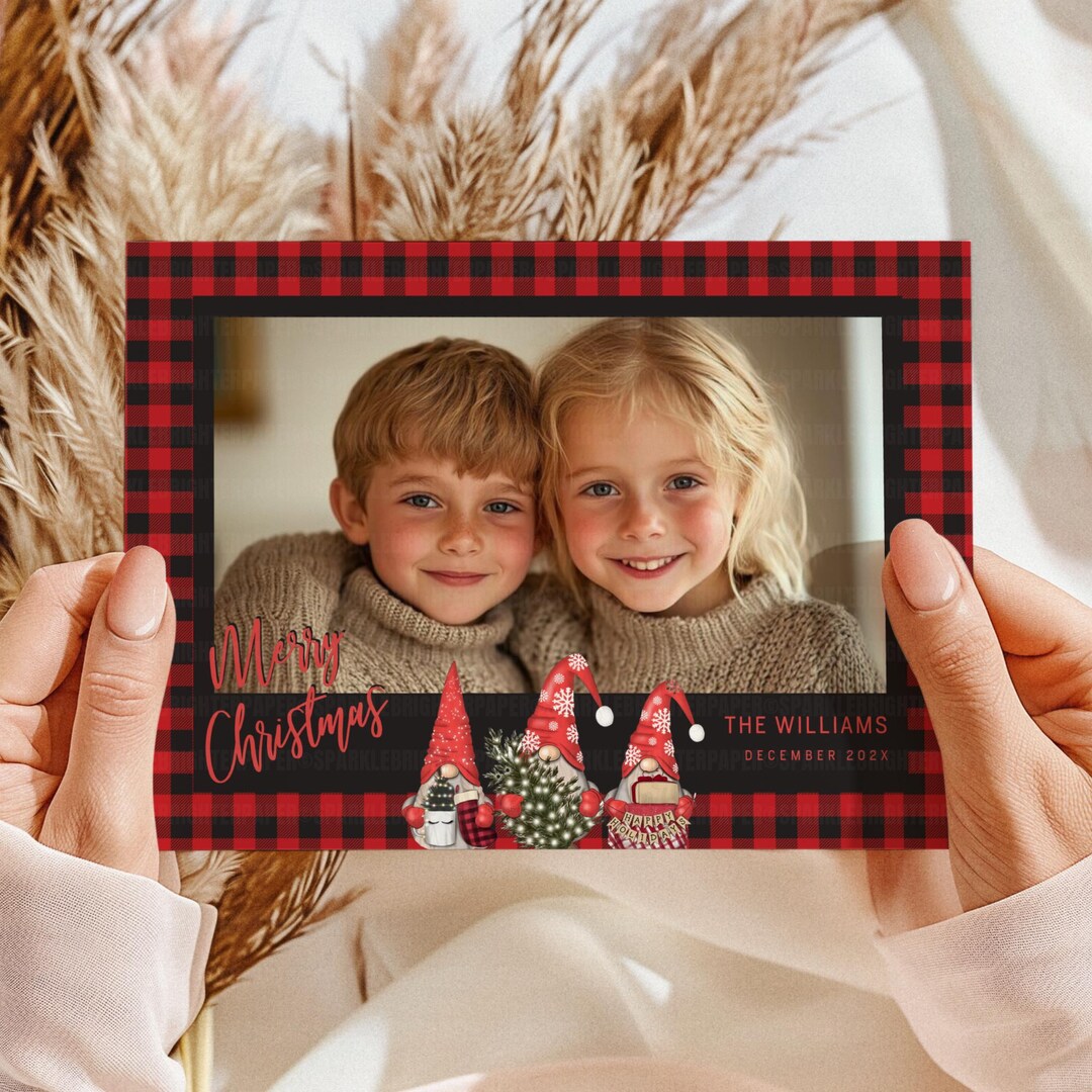 Editable Christmas Elf Photo Card Template, Printable Holiday Season ...