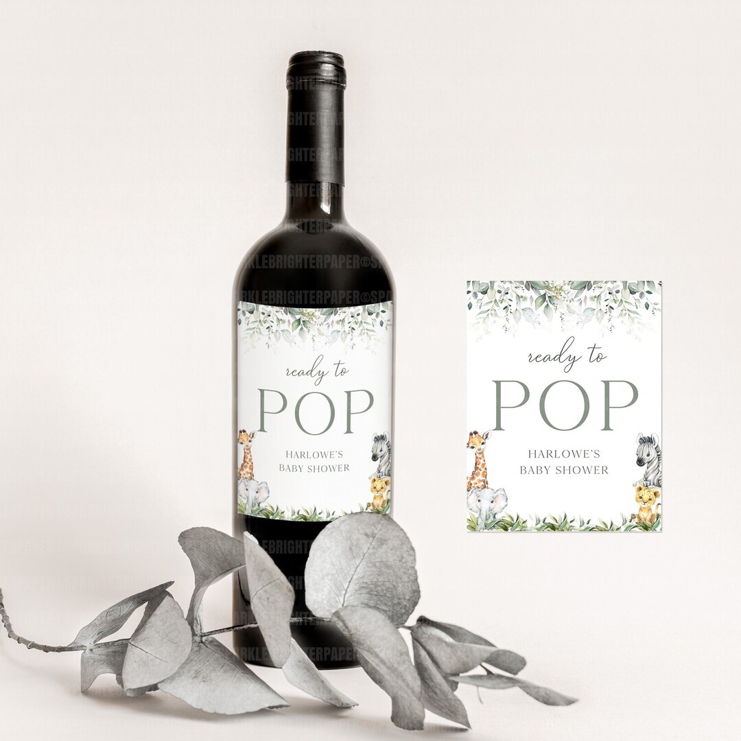 Baby Shower Labels for Champagne Bottles, Safari Themed Baby Shower ...