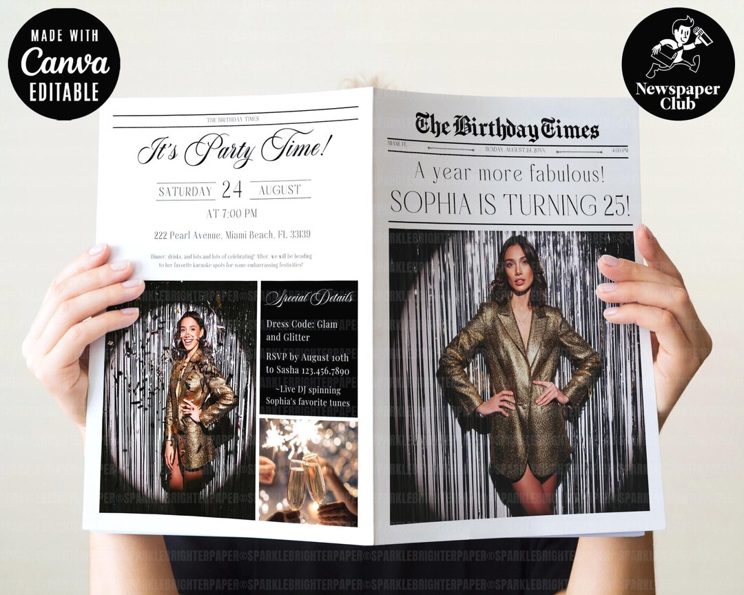 Canva Editable Newspaper Template for Birthday, Personalized Birthday ...