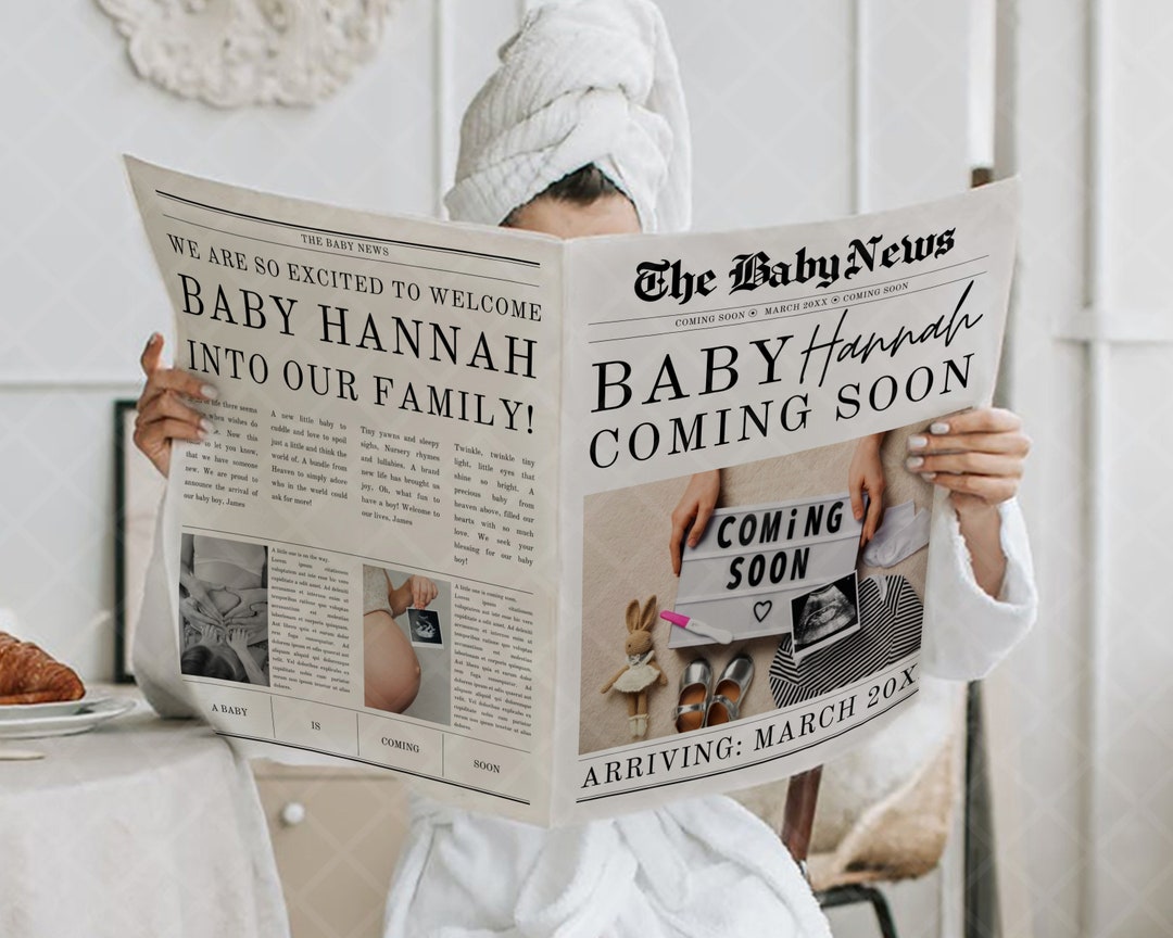 Pregnancy Announcement With Newspaper, News Tabloid Template for Baby ...