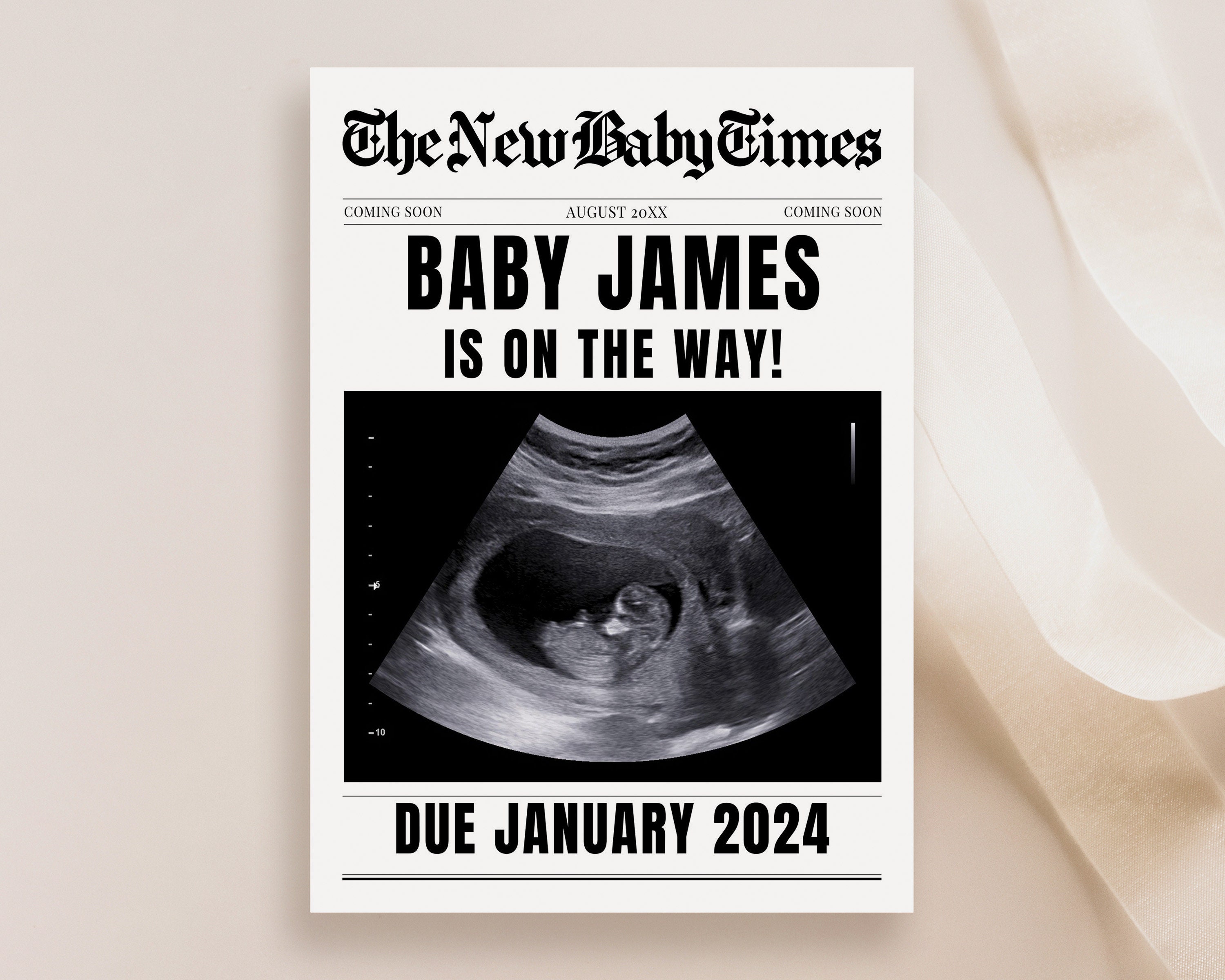 Newspaper Template Pregnancy Baby Announcement Custom Newspaper ...