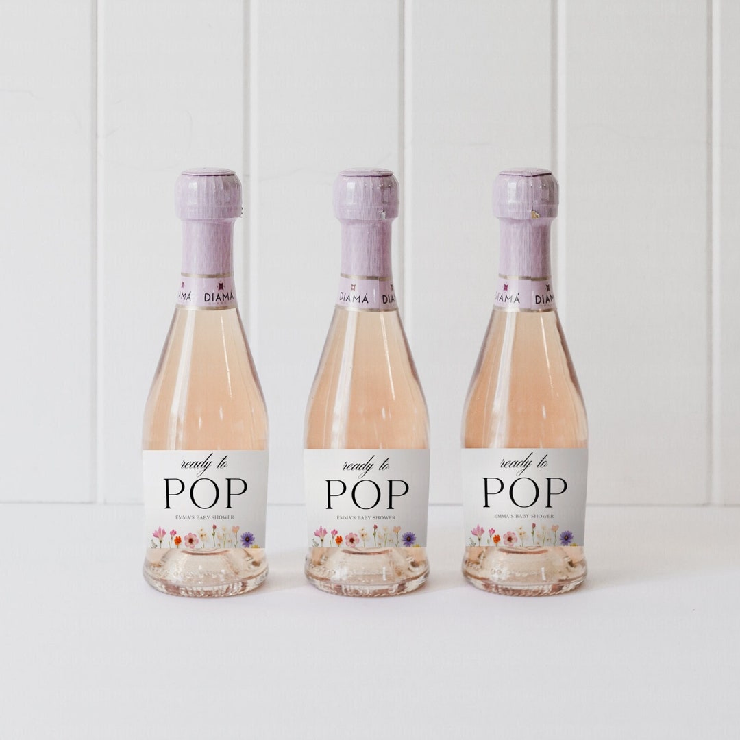 Pop It When She Pops Mini Champagne Bottle Label, Editable Mini ...
