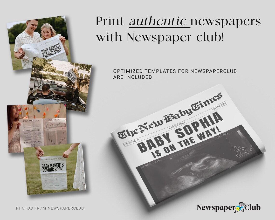 Baby is Coming Newspaper, Pregnancy Announcement Custom Large Newspaper ...