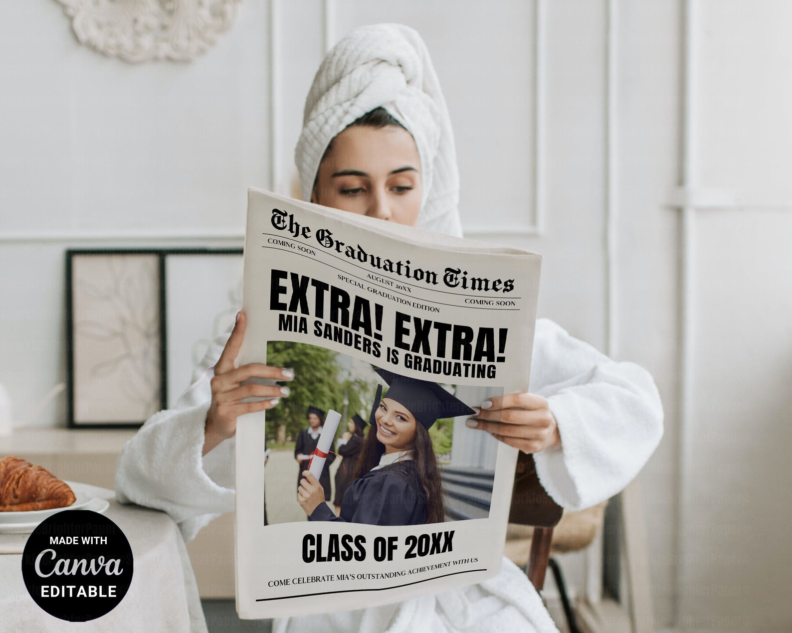 Editable 2 Pages Newspaper Graduation Party Template, Congratulations ...