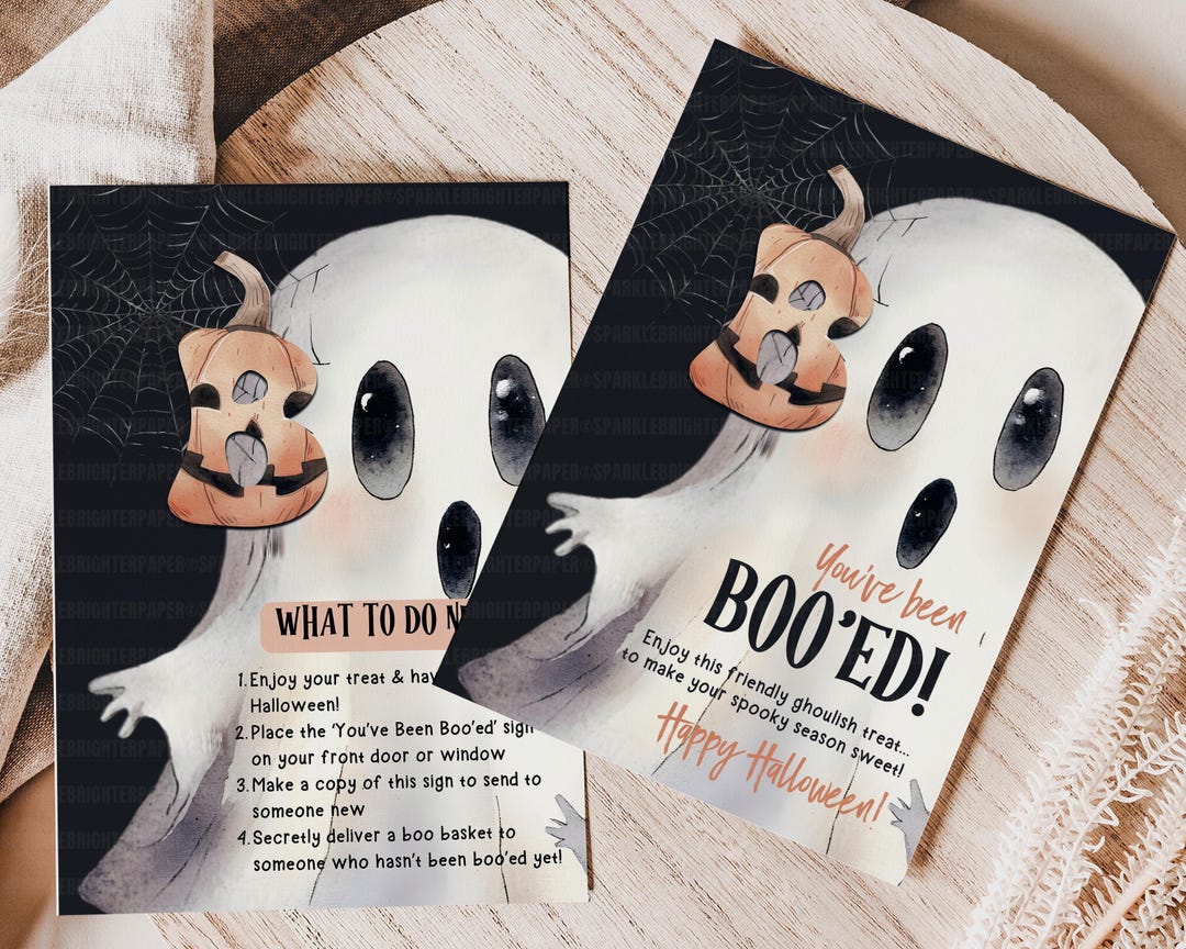 Youve Been Booed Printable Tag, Halloween Basket Cards Spooky Ghost in ...