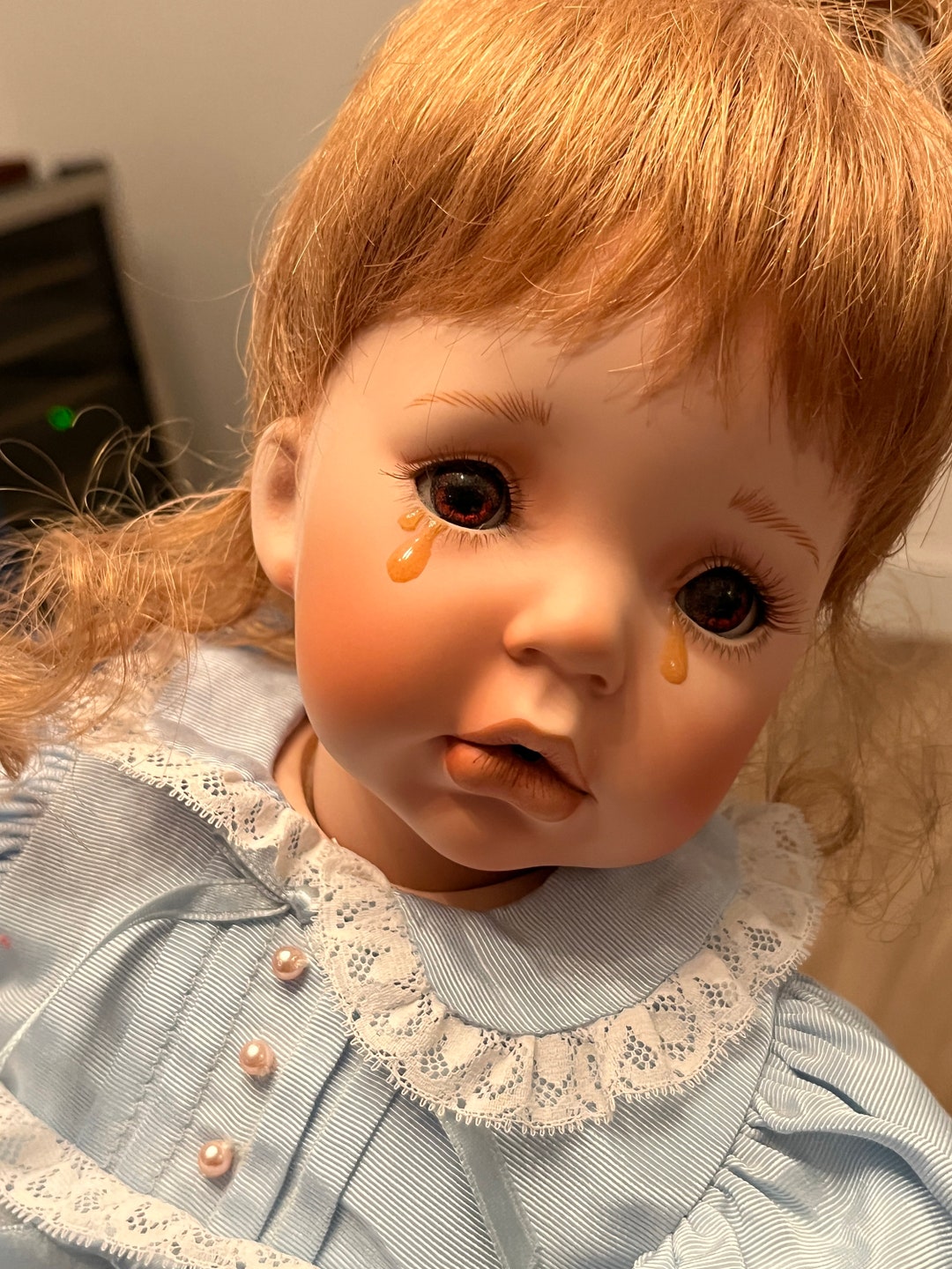 Holly Baby in Blue by Donna Rubert. Tears Over Torn Bear. Porcelain ...