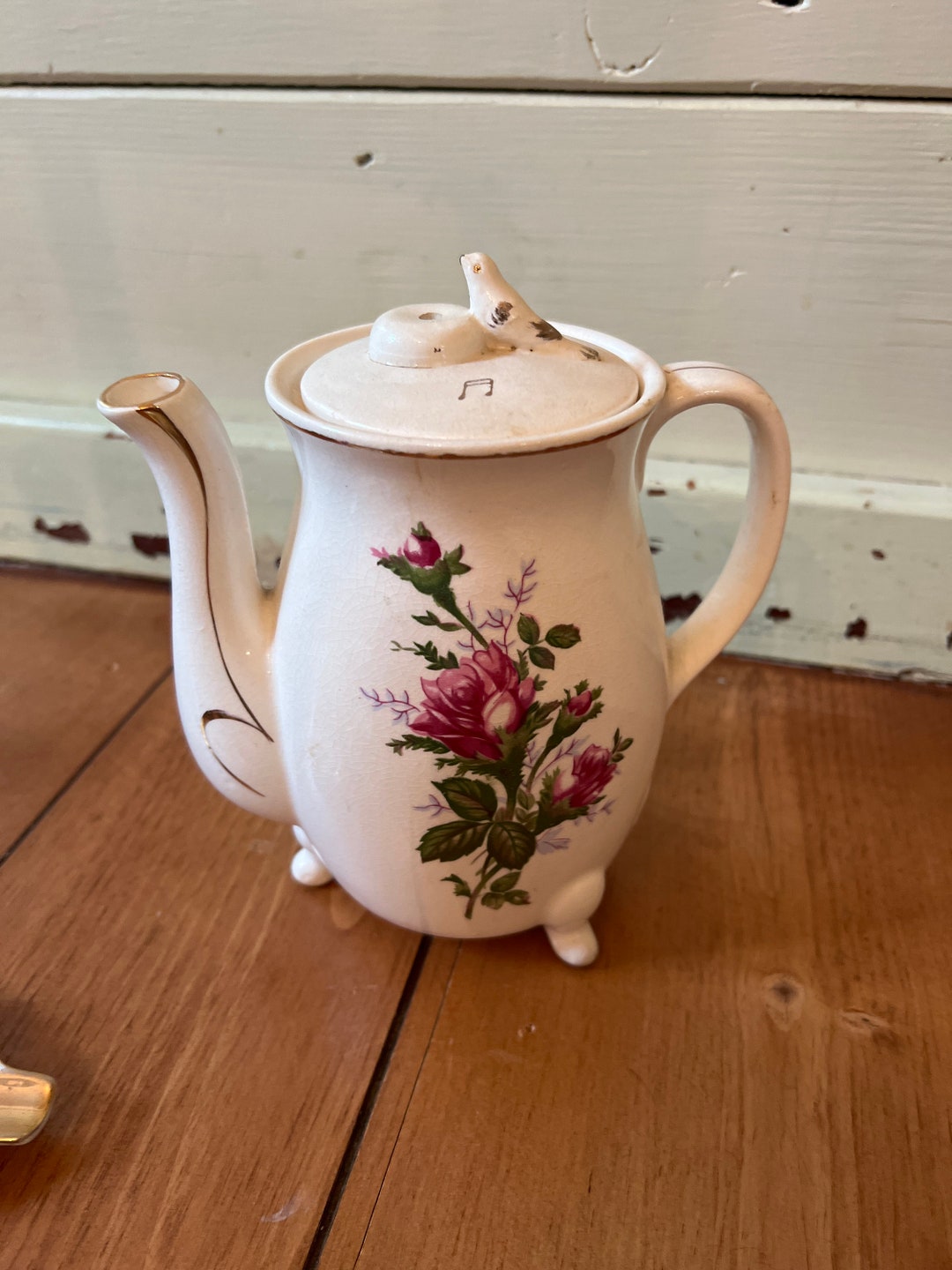 Antique Electric Flowered Tea Pot - Etsy