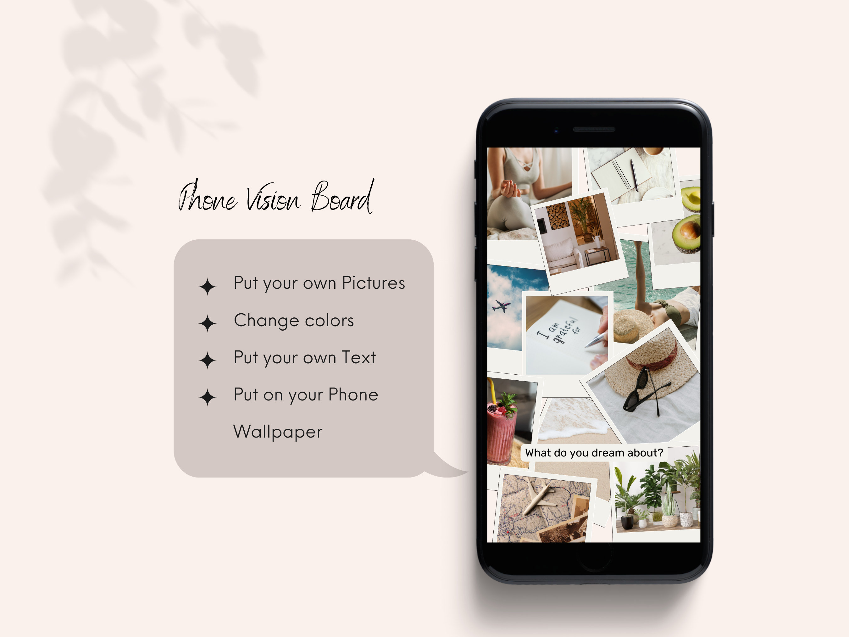 Vision Board, Phone Wallpaper, Canva Template, Vision Board Lockscreen ...