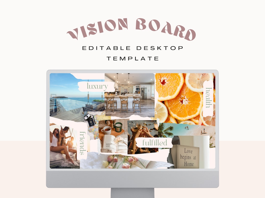 Digital Vision Board Template Canva, 2024 Vision Board, 2024 Goals ...