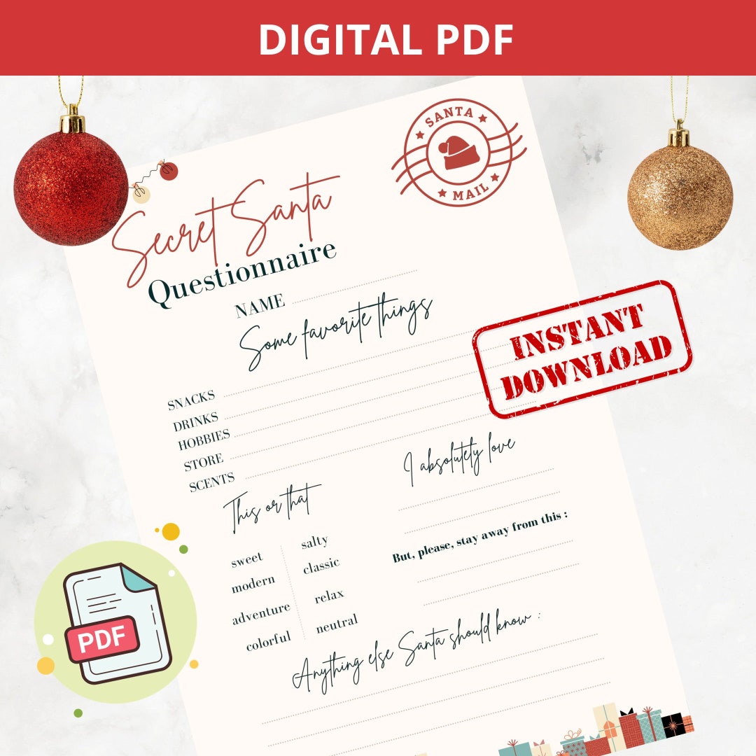 Cuestionario secreto IMPRIMIBLE de Papá Noel formulario de - Etsy México