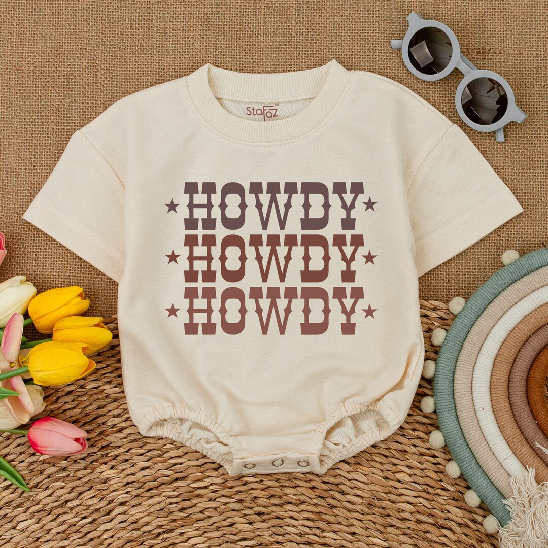 Howdy Bubble Romper, Retro Cowboy Bodysuit, Boho Country Bodysuit ...