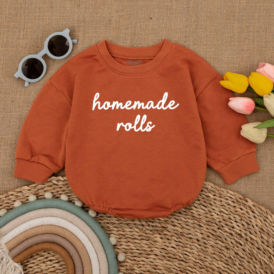 Homemade Rolls Baby Romper, My First Thanksgiving Bodysuit, Baby ...
