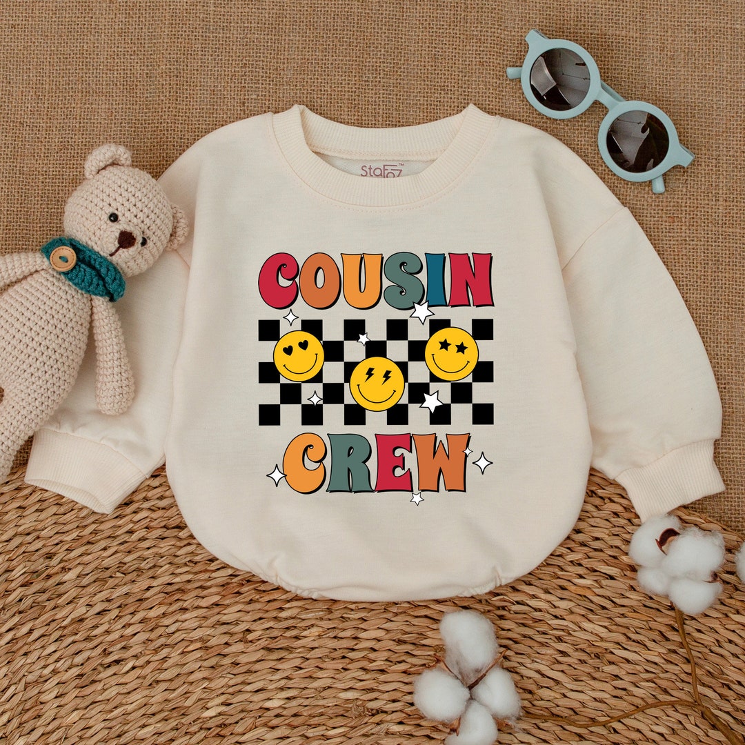 Cousin Crew Bodysuit, Cool Cousins Club Romper, Smiley Face Outfit, Family Reunion Outfit ...