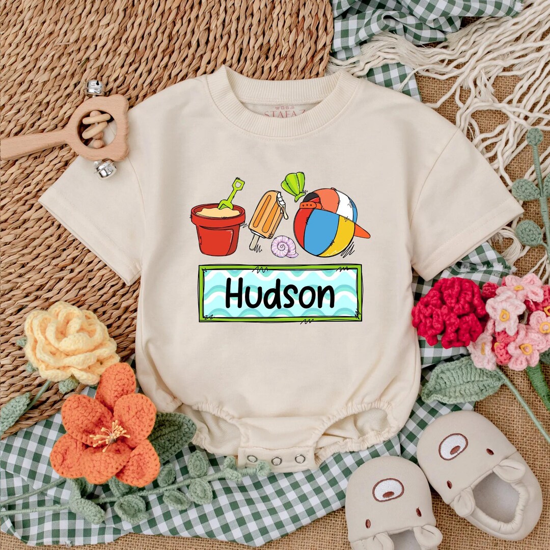 Personalized Beach Vacation Baby Romper, Custom Name Summer Bodysuit ...
