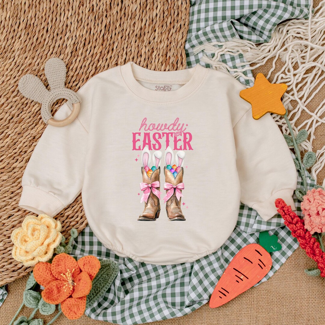 Howdy Easter Baby Romper, Cowgirl Boots Easter Bodysuit, Western Easter ...