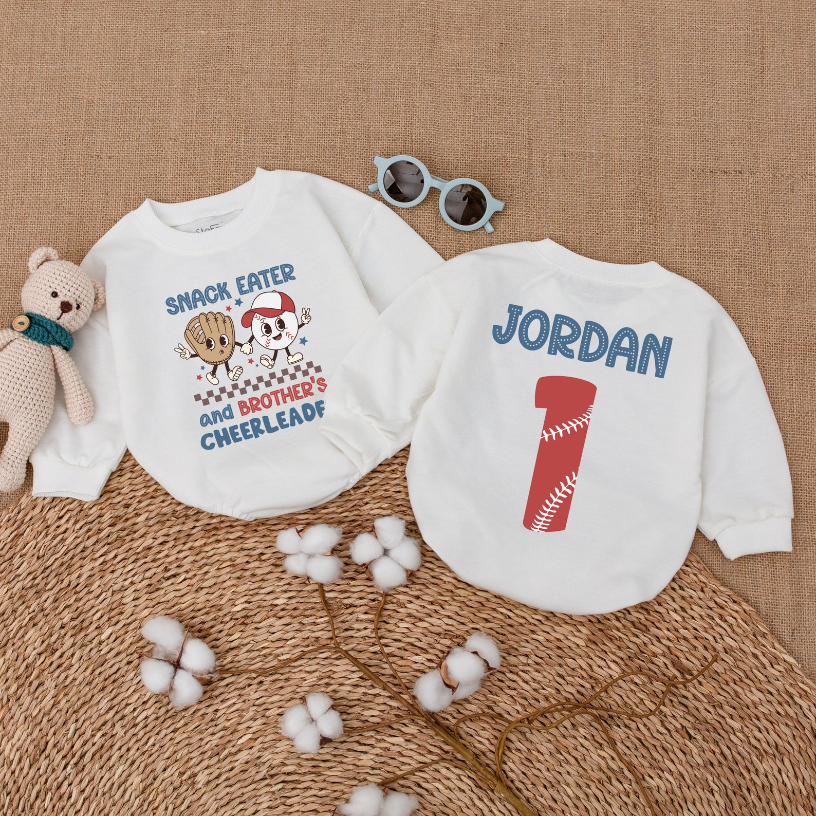 Personalized Baseball Cheerleader Baby Romper, Brother Baseball, Sister ...