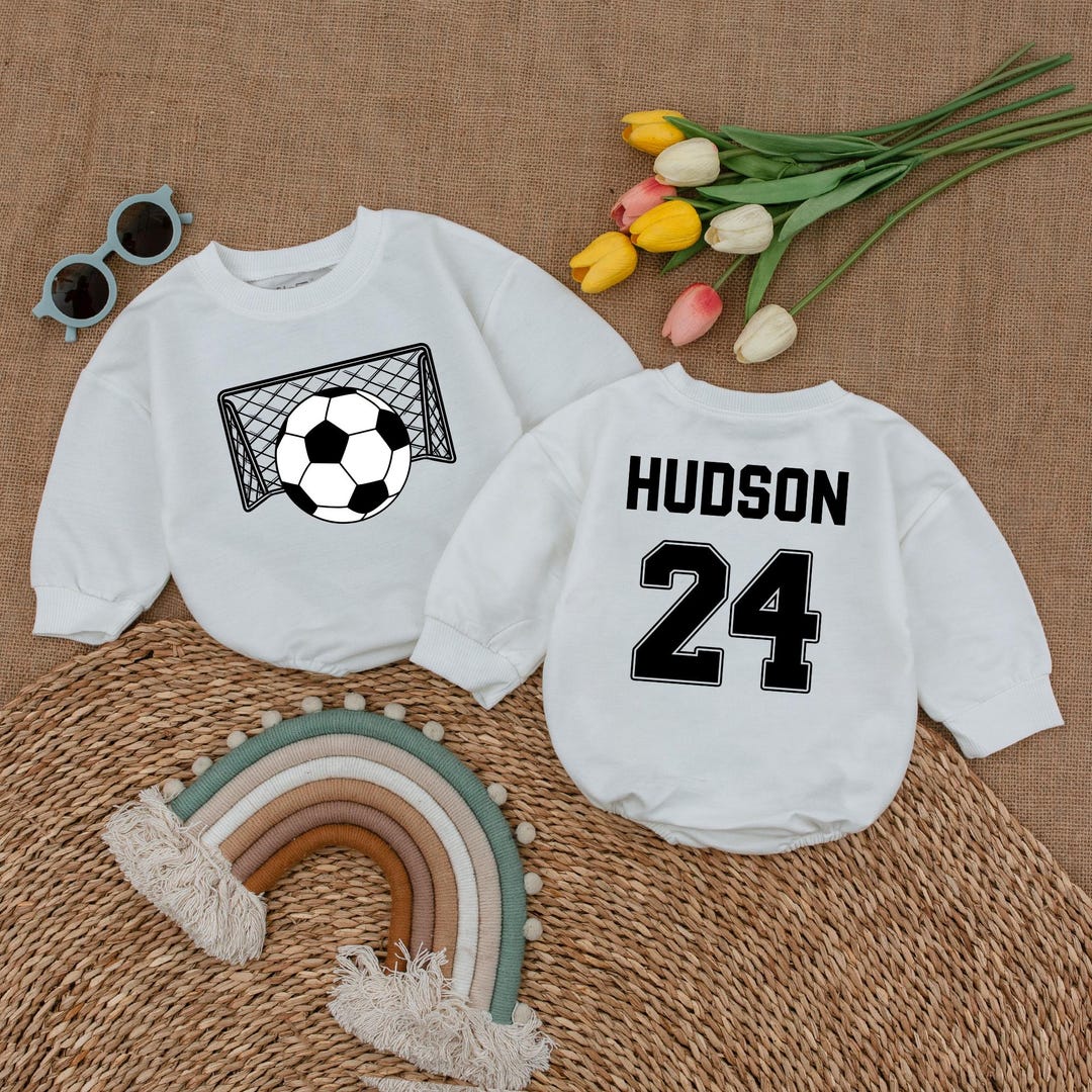 Personalized Soccer Baby Romper, Custom Name and Number Game Day Baby ...