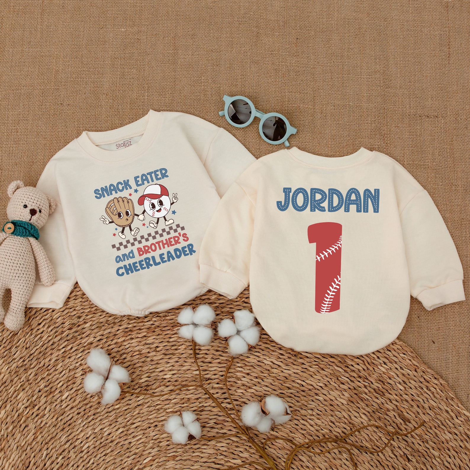 Personalized Baseball Cheerleader Baby Romper, Brother Baseball, Sister ...