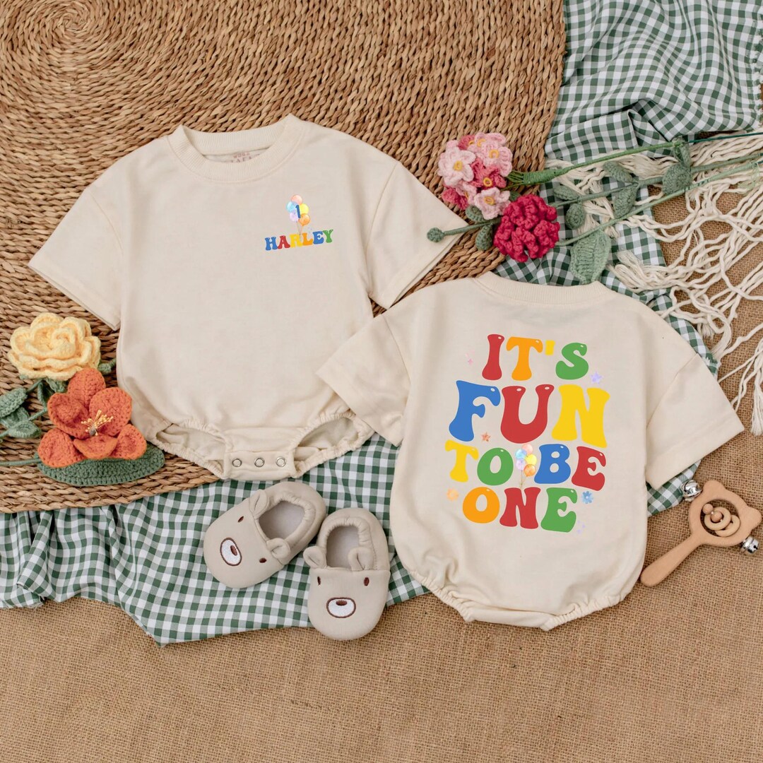 Personalized Fun to Be One Birthday Outfit, Retro Colorful 1st Birthday ...