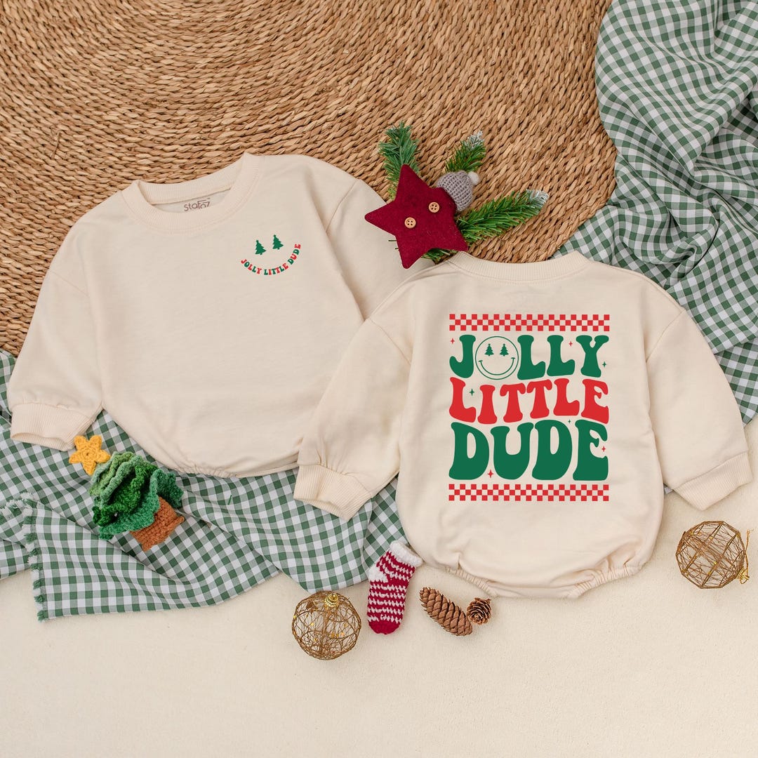Jolly Little Dude Baby Romper, Boys Christmas Bodysuit, Baby Boy ...