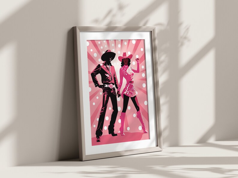 Disco Cowgirl Wall Art Set, Preppy Room Decor, Hot Pink, ERA, Prints ...