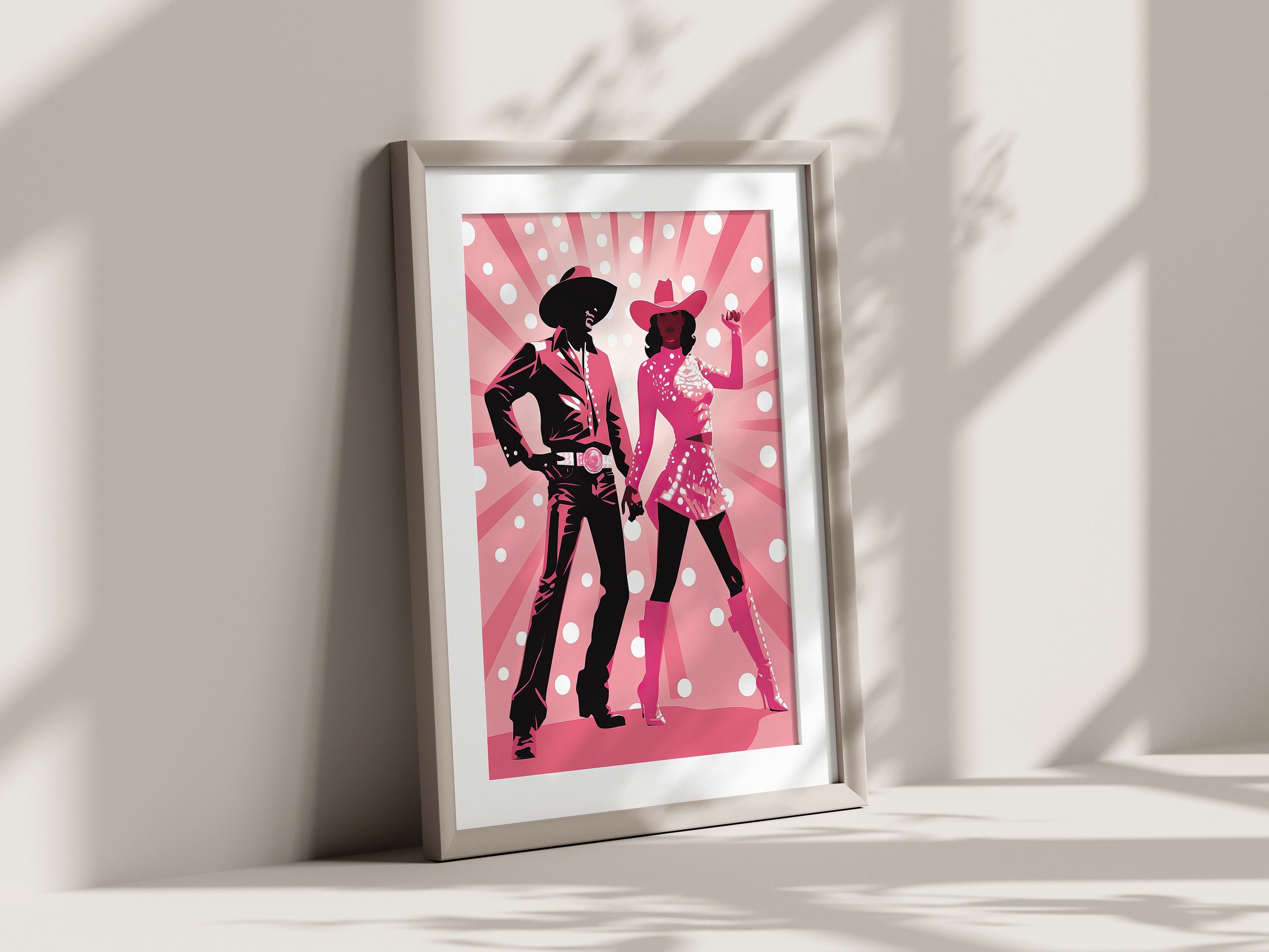 Disco Cowgirl Wall Art Set, Preppy Room Decor, Hot Pink, ERA, Prints ...