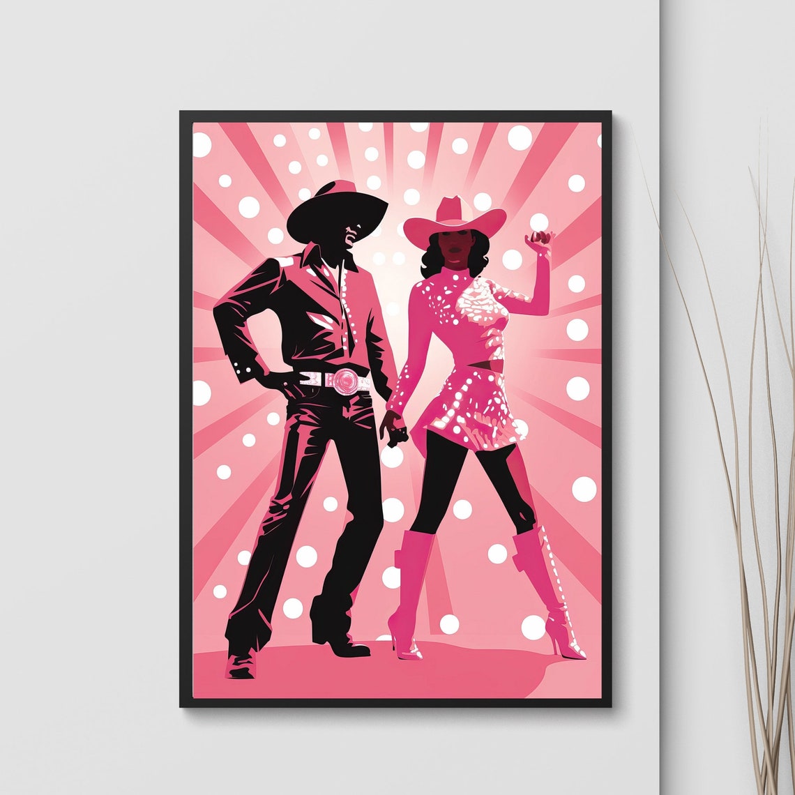 Disco Cowgirl Wall Art Set, Preppy Room Decor, Hot Pink, ERA, Prints ...
