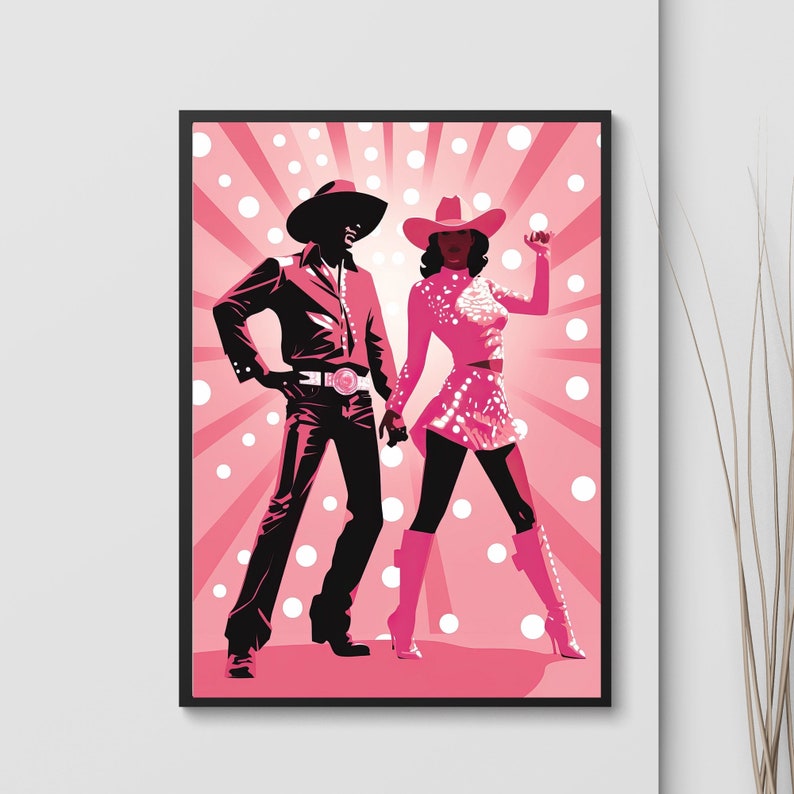 Disco Cowgirl Wall Art Set, Preppy Room Decor, Hot Pink, ERA, Prints ...