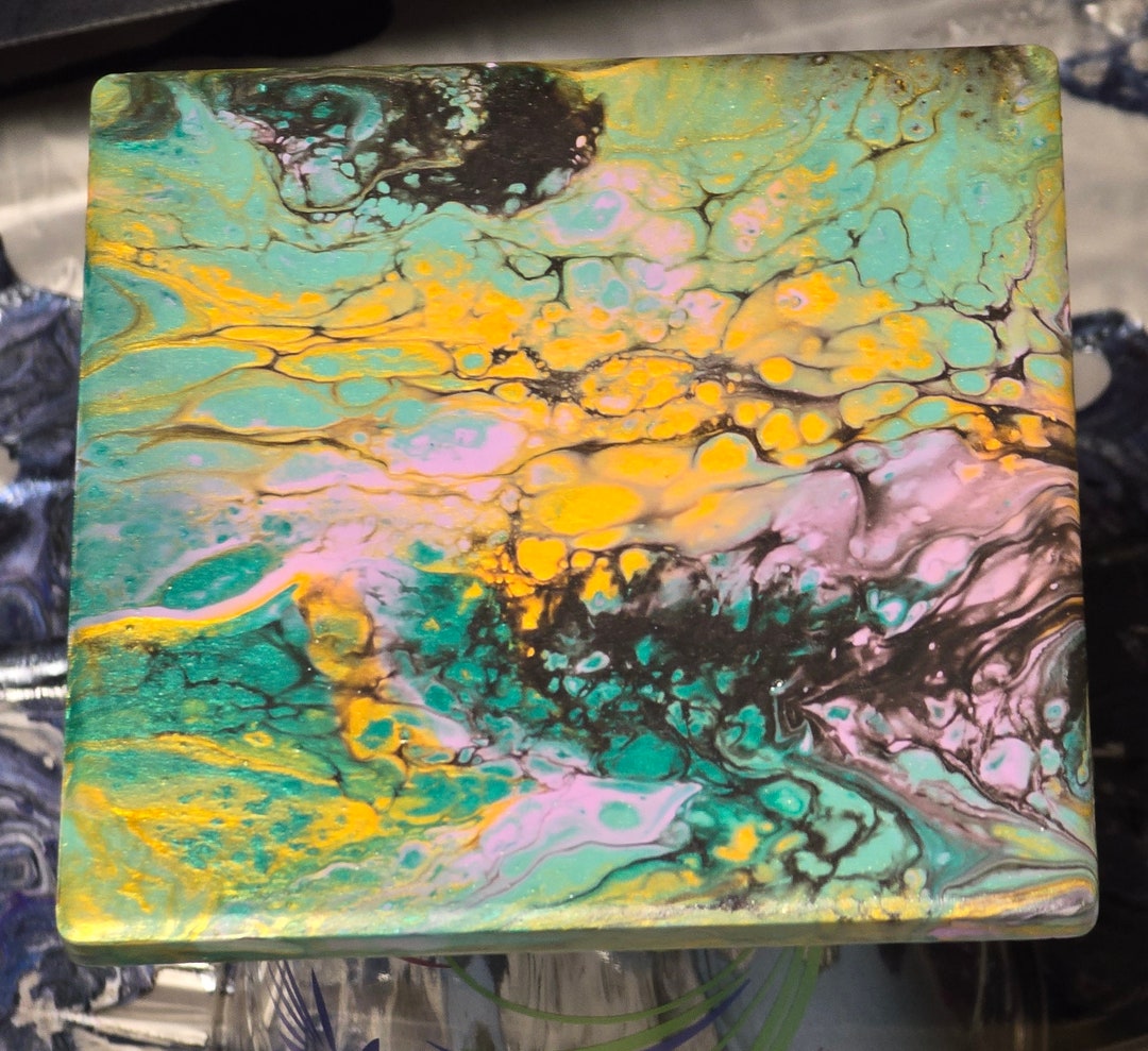 Acrylic Fluid Art: Ceramic Tile 3 Piece Set. Can Be Used for Coasters ...