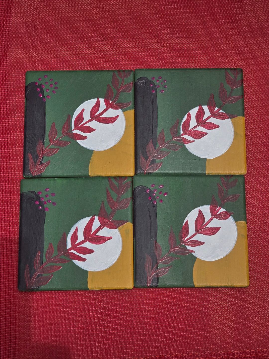 Acrylic Fluid Art: Ceramic Tile 4 Piece Set. Can Be Used for Coasters ...